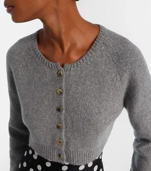 Khaite Steph Cropped Cashmere Cardigan - Grey