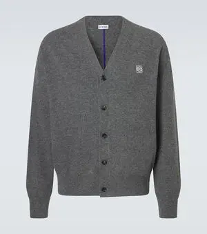 Loewe Anagram Wool Cardigan - Grey