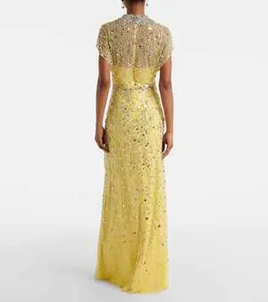 Jenny Packham Crystal Beaded Gown - Yellow