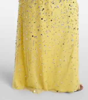 Jenny Packham Crystal Beaded Gown - Yellow
