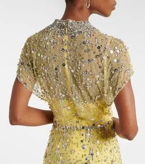 Jenny Packham Crystal Beaded Gown - Yellow