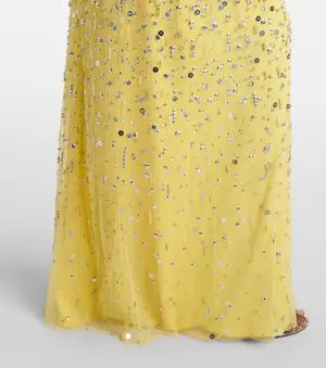 Jenny Packham Crystal Beaded Gown - Yellow