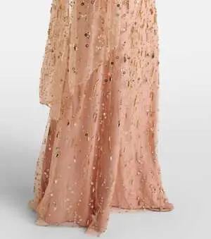 Jenny Packham Embellished Caped Gown - Pink