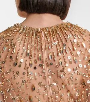 Jenny Packham Embellished Caped Gown - Pink