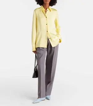 JIL SANDER Satin Button Down Shirt - Yellow