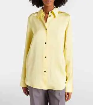 JIL SANDER Satin Button Down Shirt - Yellow