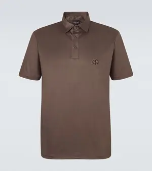 Giorgio Armani Logo Cotton Polo Shirt - Brown