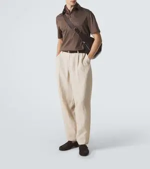 Giorgio Armani Logo Cotton Polo Shirt - Brown