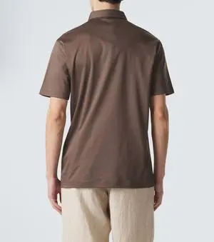 Giorgio Armani Logo Cotton Polo Shirt - Brown