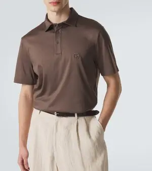 Giorgio Armani Logo Cotton Polo Shirt - Brown