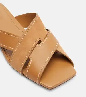 TOD'S Leather Slides - Brown