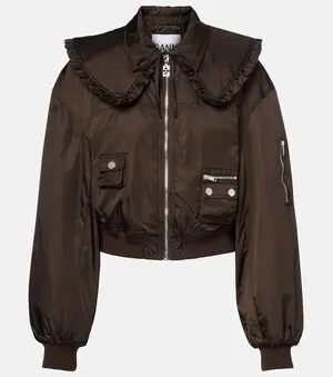 GANNI Duchess Bomber Jacket - Brown