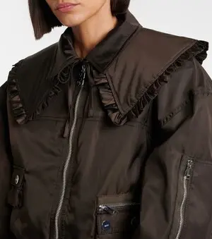 GANNI Duchess Bomber Jacket - Brown