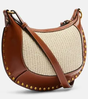 Isabel Marant Étoile Oskan Leather And Raffia Shoulder Bag - Brown