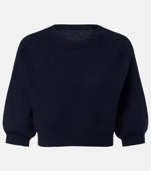Khaite Lorelai Cropped Wool And Cashmere Sweater - Blue