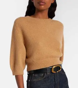 Khaite Lorelai Cropped Wool And Cashmere Sweater - Brown