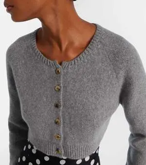 Khaite Steph Cropped Cashmere Cardigan - Grey