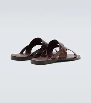 Brunello Cucinelli Calf Leather Open Toe Sandals - Brown