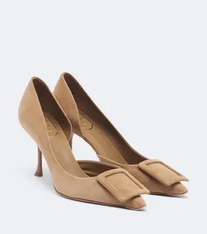 ROGER VIVIER Viv' In The City Suede Pumps Beige