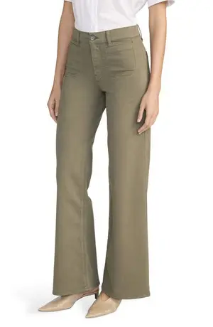 FRAME Le Slim Modernist Pocket Palazzo Jeans - Grasshopper