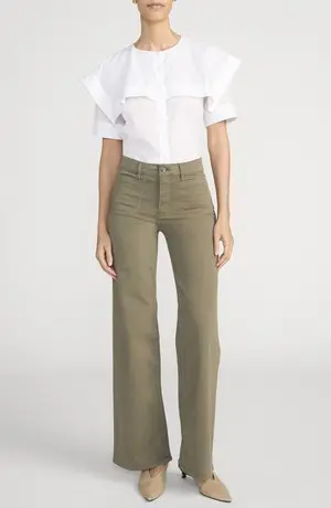 FRAME Le Slim Modernist Pocket Palazzo Jeans - Grasshopper