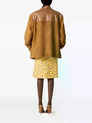 Miu Miu Midi Floral Print Buttoned Poplin Dress - Yellow