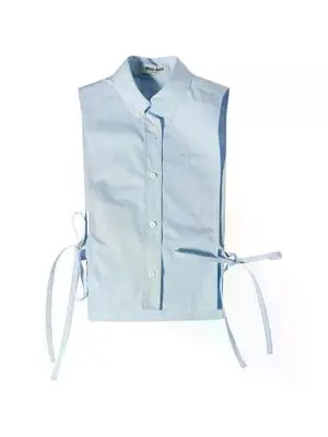 Miu Miu Embroidered Sleeveless Poplin Shirt