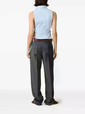 Miu Miu Embroidered Sleeveless Poplin Shirt