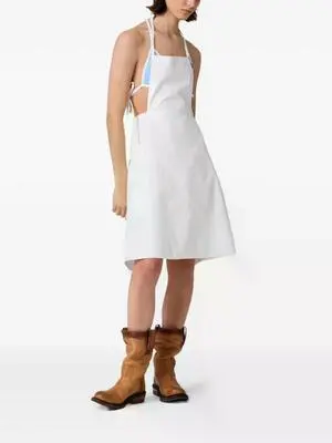 Miu Miu Poplin Apron Mini Dress - White