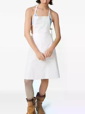 Miu Miu Poplin Apron Mini Dress - White