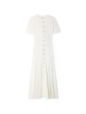 Sandro Midi Button Knit Dress - Neutrals