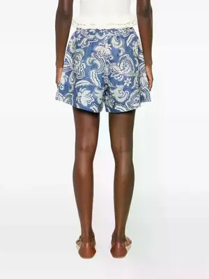Sandro Floral Print Wide-leg Shorts