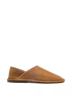 Sandro Split Leather Collapsible Heel Slippers - Brown