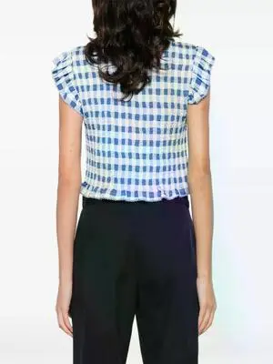 Sandro Ruffled Gingham Shirt - Blue