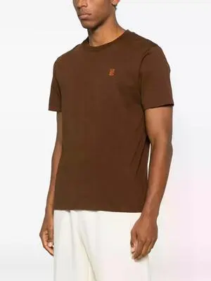 Sandro Leather Logo T-shirt - Brown