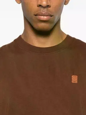 Sandro Leather Logo T-shirt - Brown