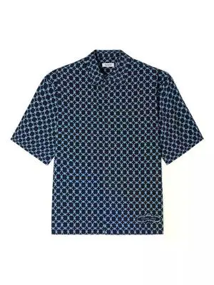 Sandro Link Print Loose-fit Shirt - Blue