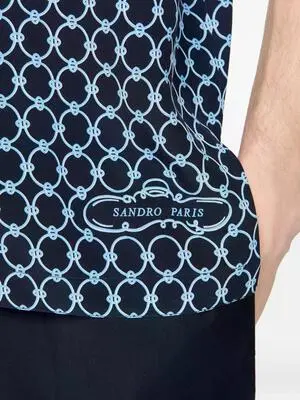 Sandro Link Print Loose-fit Shirt - Blue