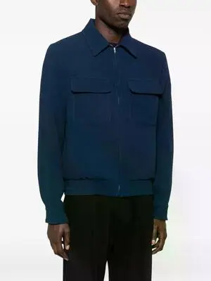 Sandro Textured Zip-up Jacket With Classic Collar