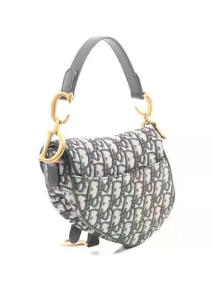 Dior 2010s Mini Saddle Jacquard Shoulder Bag - Blue