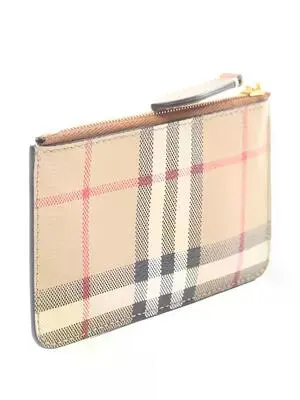 Burberry Check Leather Zipped Wallet