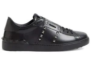 Valentino Garavani Rockstud Untitled Calf Leather Sneakers - Black