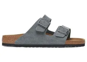 BIRKENSTOCK Arizona Soft Footbed Suede Leather Sandals - Basalt Grey