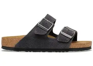 BIRKENSTOCK Arizona Suede Leather Sandals - Charcoal