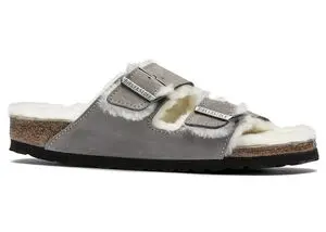 BIRKENSTOCK Arizona Shearling Sandals - Stone Coin