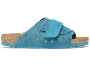 BIRKENSTOCK Kyoto Suede Leather Slides - Deep Turquoise