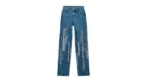 Alexander Wang Ez Vertical Logo Screen Print Jean - Deep Blue
