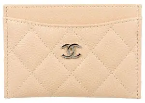Chanel Classic Card Case Holder - Beige/silver