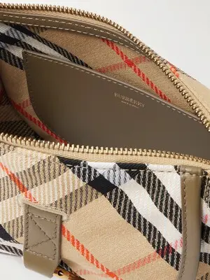 Burberry Leather-trimmed Checked Canvas-jacquard Shoulder Bag