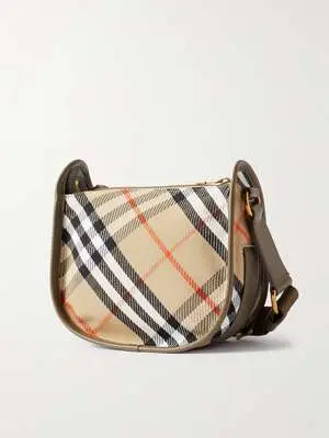 Burberry Leather-trimmed Checked Canvas-jacquard Shoulder Bag